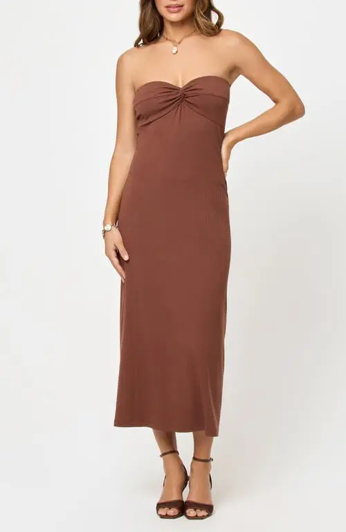 L*Space Lisette Strapless Ribbed Dress - Cafe