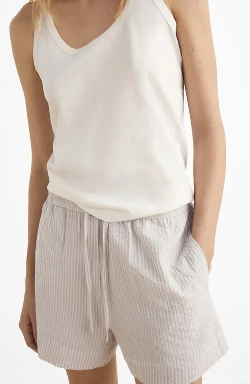 Mango Two-piece Stripe Short Pajamas - Medium Brown