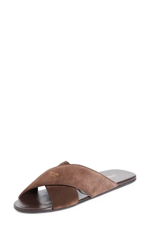 Prada Crisscross Slide Sandal - Moro
