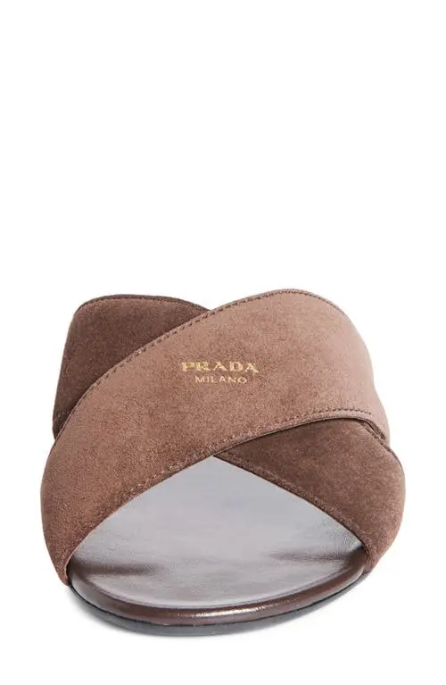Prada Crisscross Slide Sandal - Moro