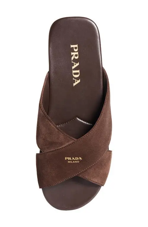 Prada Crisscross Slide Sandal - Moro