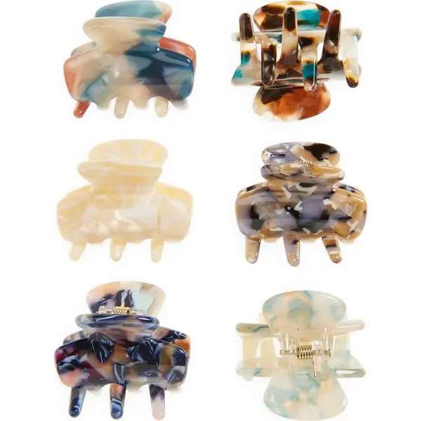 Tasha Assorted Mini Jaw Hair Clips 6-pack - Blue Multi