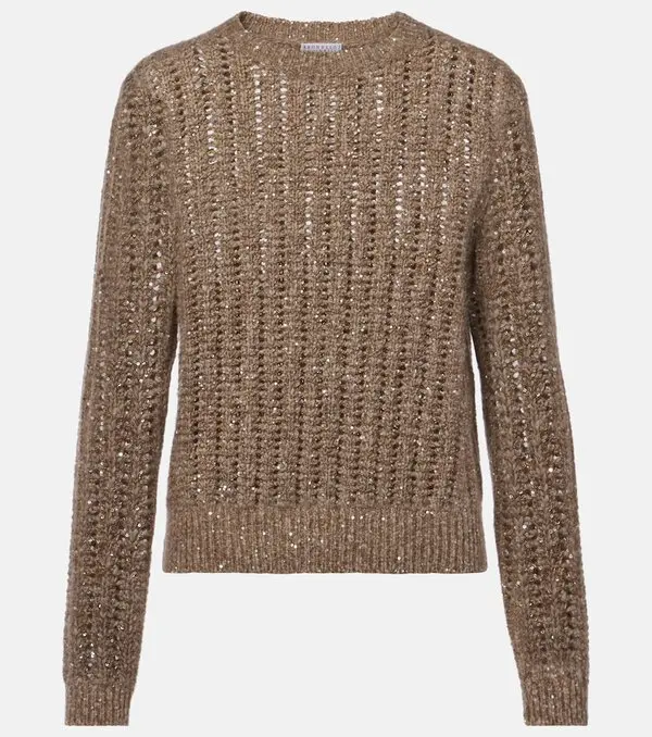 Brunello Cucinelli Open-knit Sequined Sweater