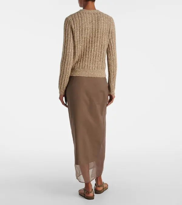 Brunello Cucinelli Open-knit Sequined Sweater
