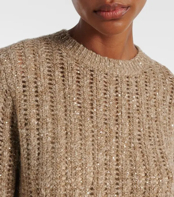 Brunello Cucinelli Open-knit Sequined Sweater