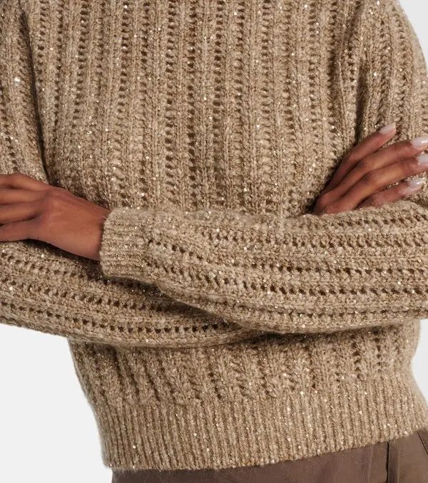 Brunello Cucinelli Open-knit Sequined Sweater