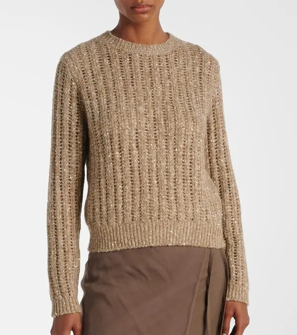 Brunello Cucinelli Open-knit Sequined Sweater