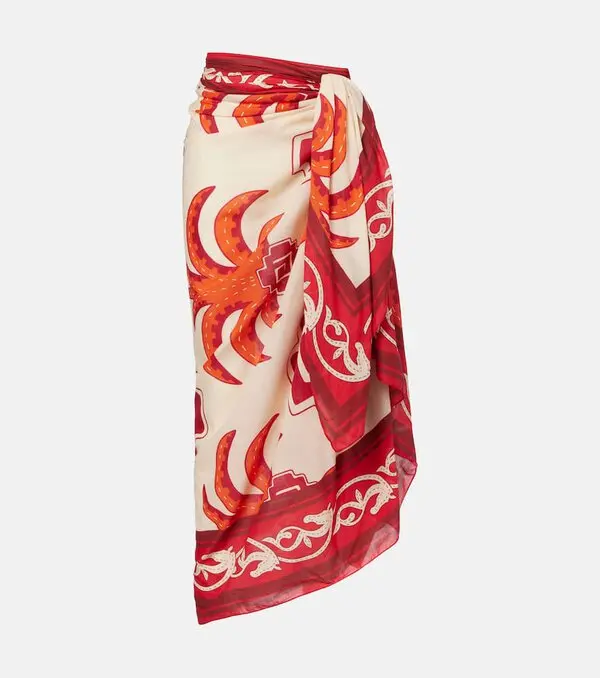 Johanna Ortiz Cotton Printed Beach Cover-up - Red