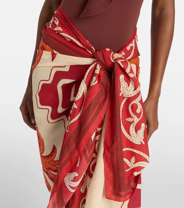 Johanna Ortiz Cotton Printed Beach Cover-up - Red
