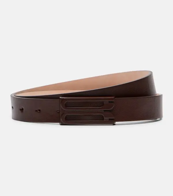 Victoria Beckham Logo Leather Belt - Brown