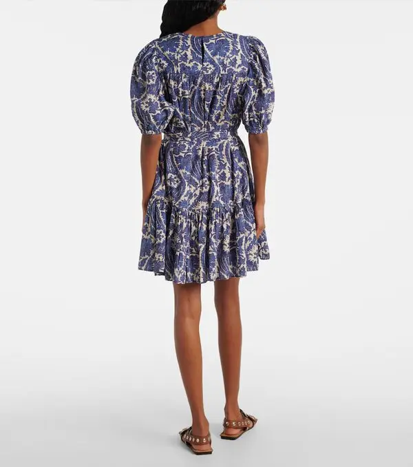 Ulla Johnson Rosalie Printed Cotton-blend Minidress - Blue
