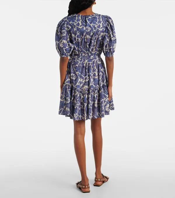 Ulla Johnson Rosalie Printed Cotton-blend Minidress - Blue