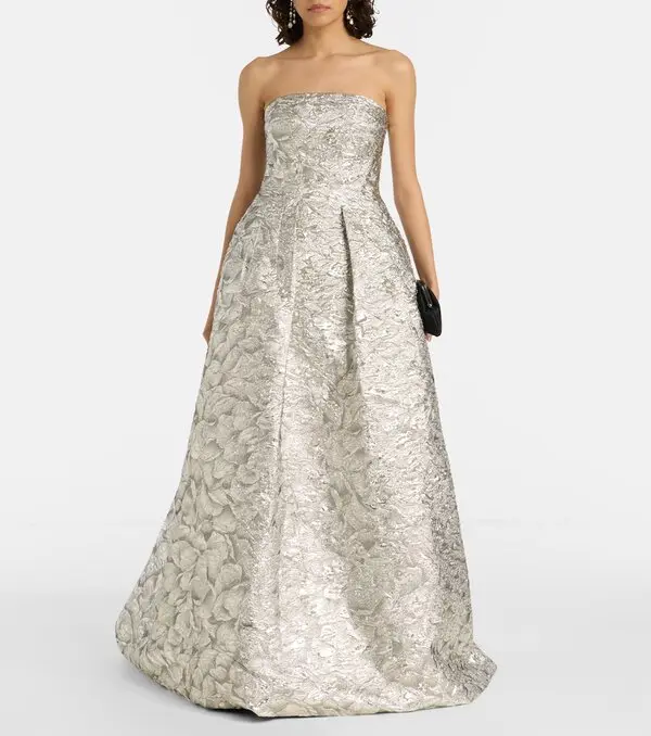 Monique Lhuillier Jacquard Bustier Gown
