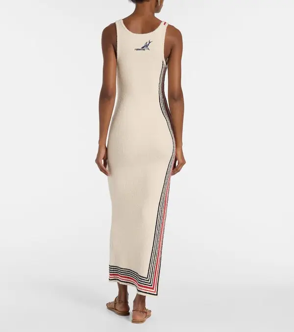 Rabanne Striped Cotton-blend Terry Midi Dress - White
