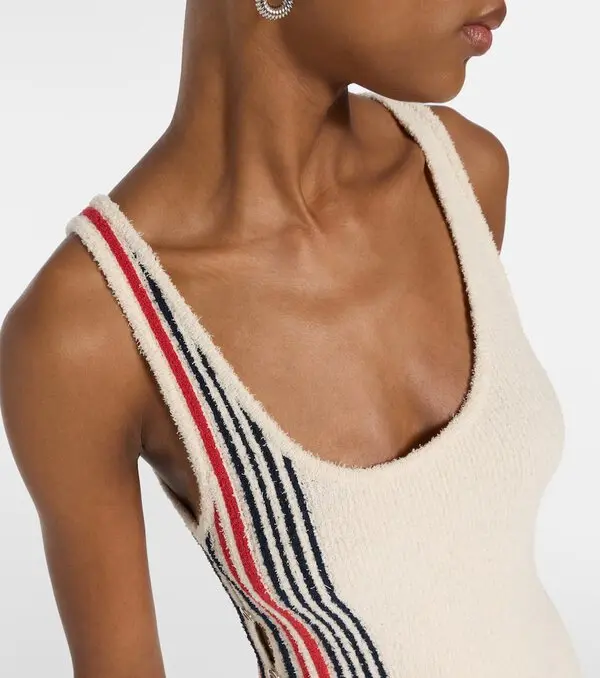 Rabanne Striped Cotton-blend Terry Midi Dress - White