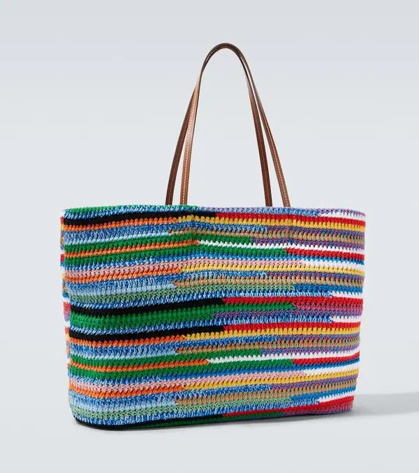 Miu Miu Large Crochet Leather-trimmed Tote