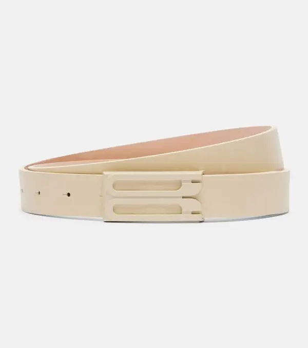 Victoria Beckham Logo Leather Belt - White