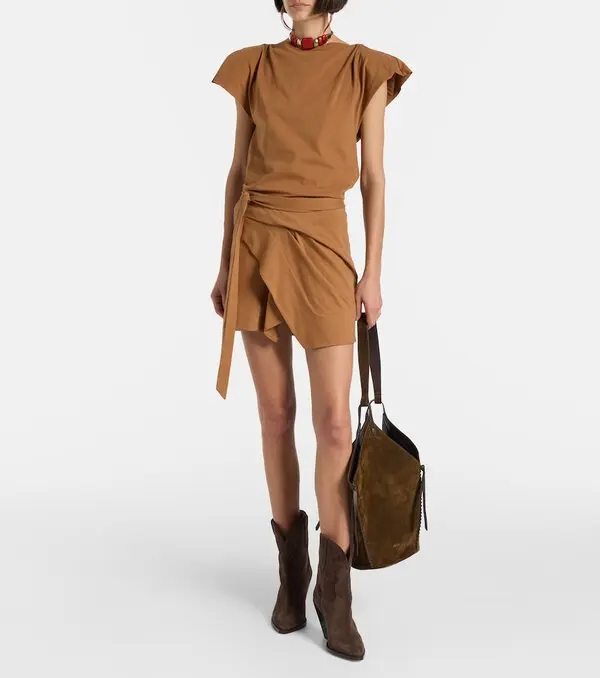 Isabel Marant Étoile Berenice Asymmetric Cotton Wrap Skirt - Brown