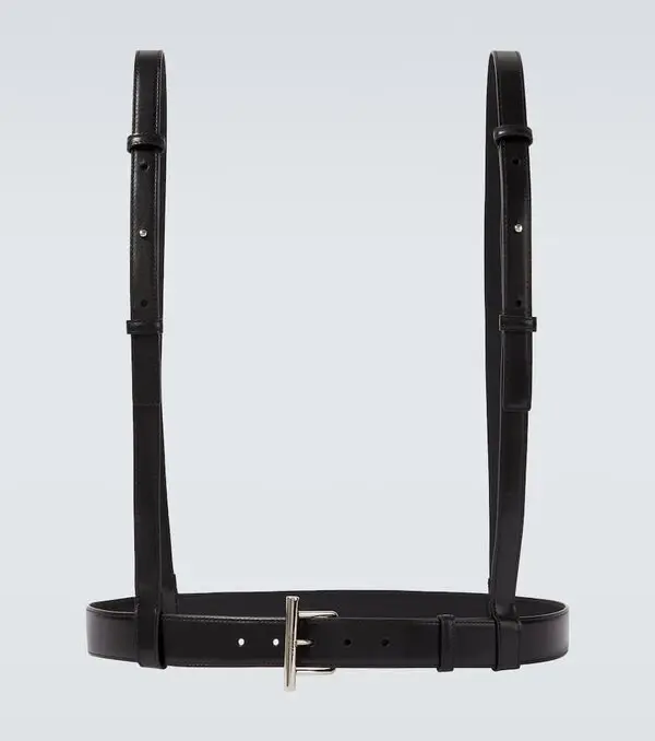Alexander McQueen T-bar Harness Leather Belt - Black