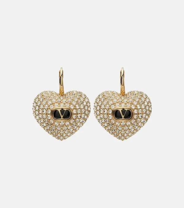 Valentino Garavani Cœur Royale Crystal-embellished Earrings - Gold