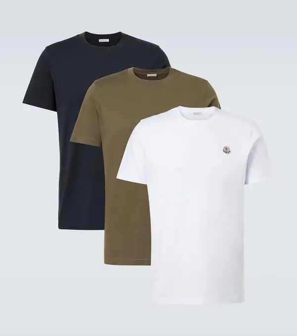 Moncler Set Of 3 Cotton Jersey T-shirts - White