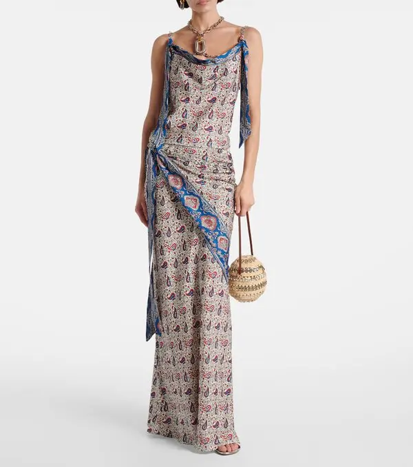 Rabanne Chain-detail Paisley Satin Camisole - Multicoloured