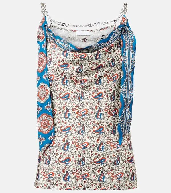 Rabanne Chain-detail Paisley Satin Camisole - Multicoloured