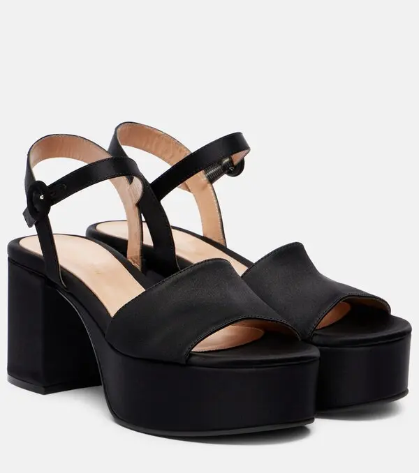 GIANVITO ROSSI Carol 35 Satin Platform Sandals - Black