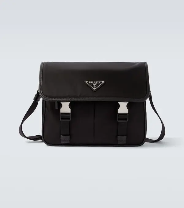 Prada Re-nylon Leather-trimmed Shoulder Bag - Black
