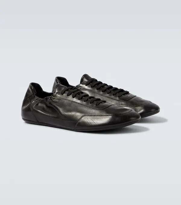 Prada Collapse Leather Sneakers - Black