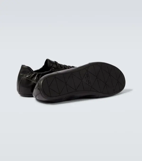 Prada Collapse Leather Sneakers - Black