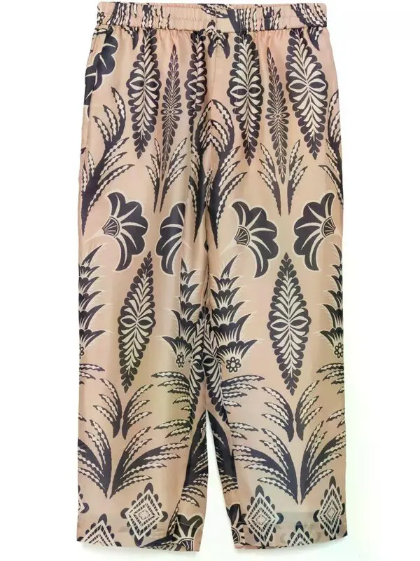 Biyan Floral Print Straight Trousers - Neutrals