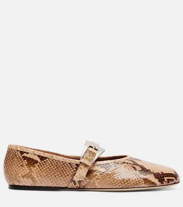Paris Texas Sveva Snake-effect Leather Ballet Flats - Brown