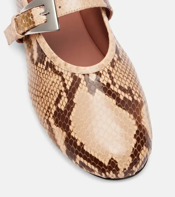 Paris Texas Sveva Snake-effect Leather Ballet Flats - Brown