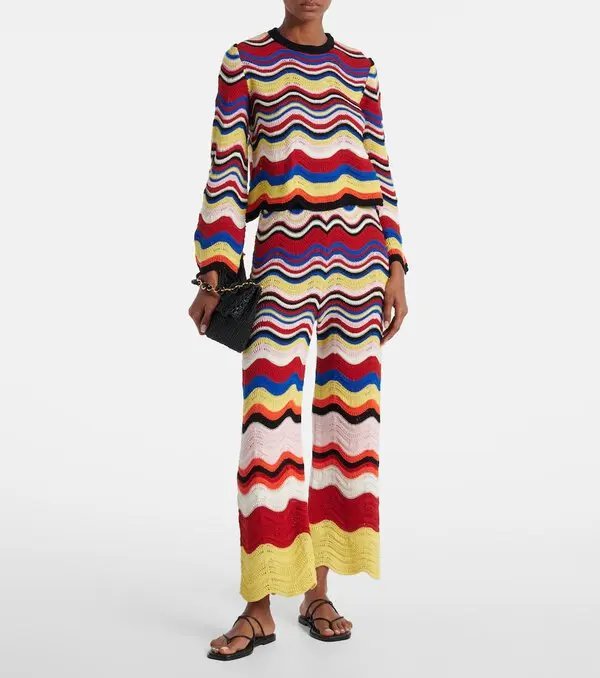 La DoubleJ Chevron Crochet Wide-leg Pants