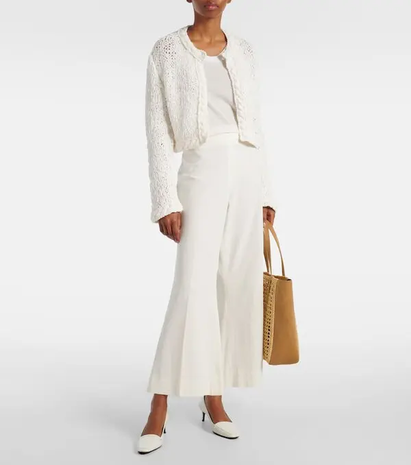 Khaite Walter Cotton Canvas Flared Pants - White