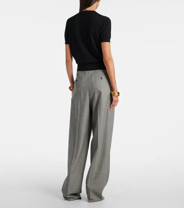 Saint Laurent Crewneck Wool Knit Top - Black