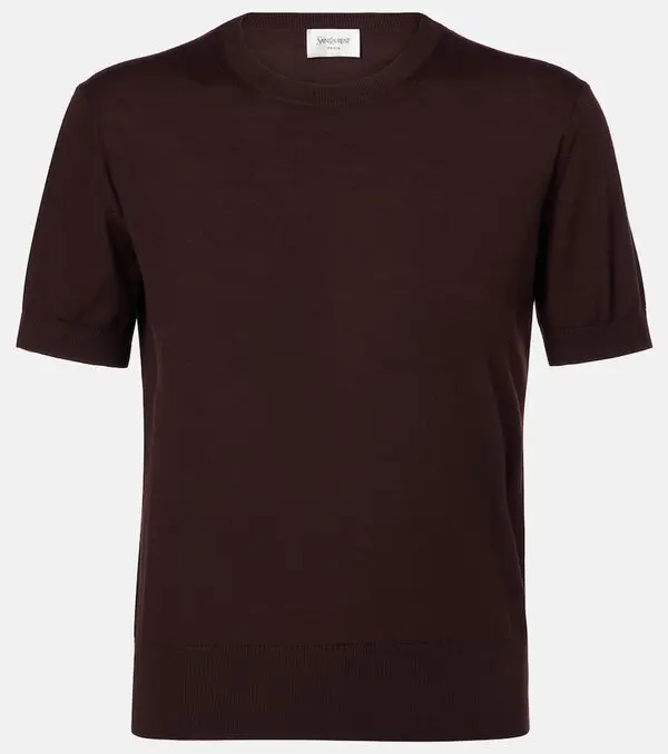 Saint Laurent Crewneck Wool Knit Top - Brown