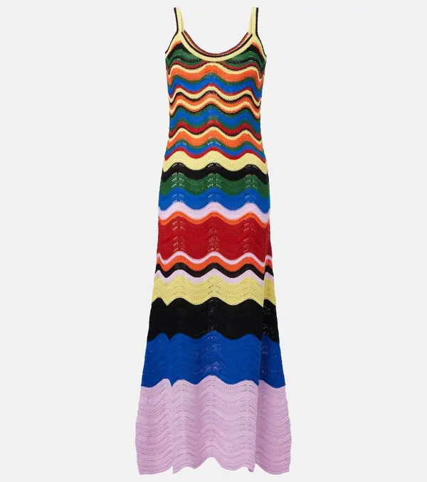 La DoubleJ Chevron Crochet Cotton Maxi Dress - Multicoloured