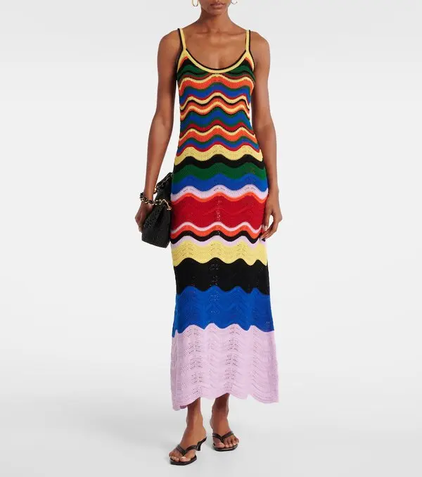 La DoubleJ Chevron Crochet Cotton Maxi Dress - Multicoloured