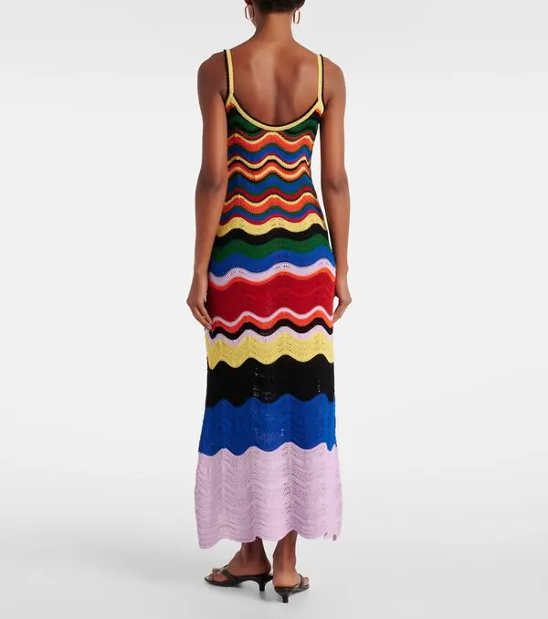 La DoubleJ Chevron Crochet Cotton Maxi Dress - Multicoloured
