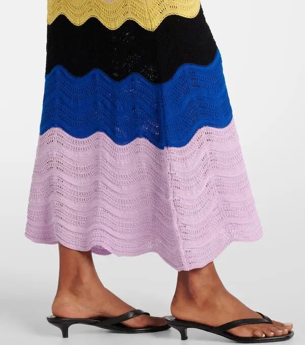 La DoubleJ Chevron Crochet Cotton Maxi Dress - Multicoloured