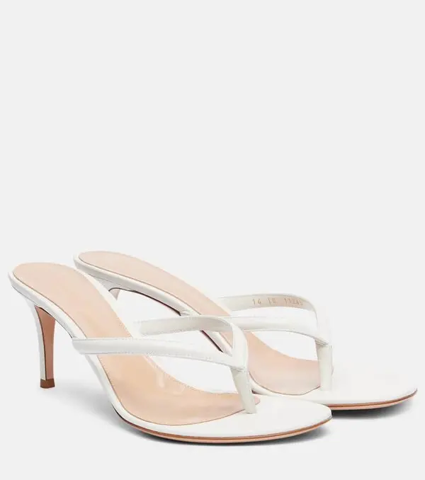 GIANVITO ROSSI Calypso 70 Leather Thong Sandals - White