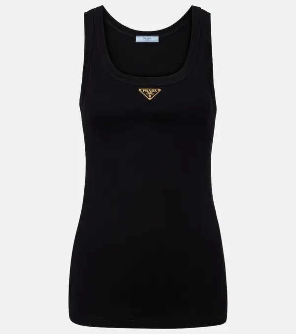 Prada Ribbed-knit Cotton Jersey Tank Top - Black