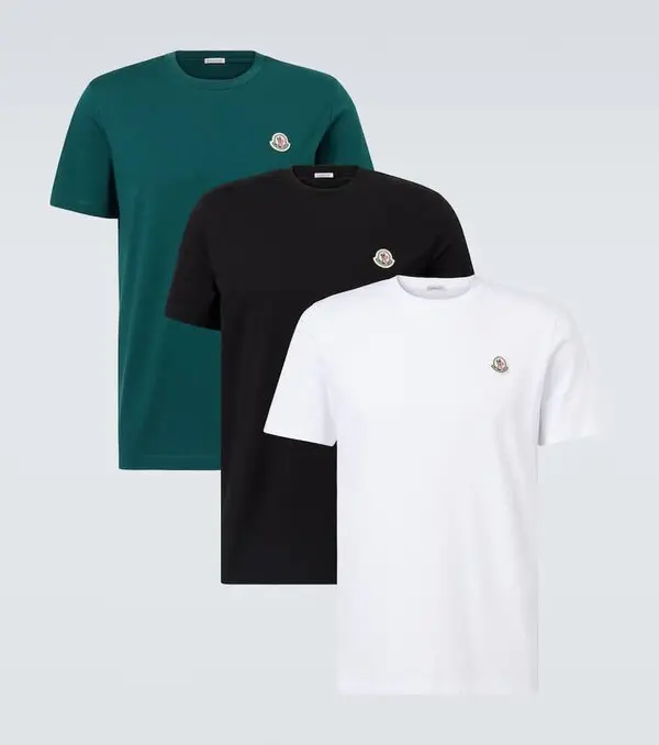 Moncler Set Of 3 Cotton Jersey T-shirts - Multicoloured