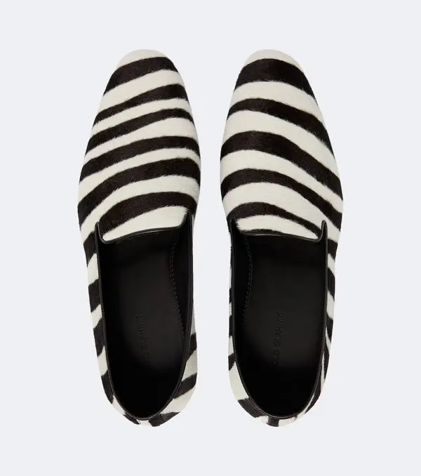 Manolo Blahnik Mario Zebra-print Calf Hair Loafers - Black