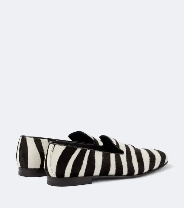 Manolo Blahnik Mario Zebra-print Calf Hair Loafers - Black
