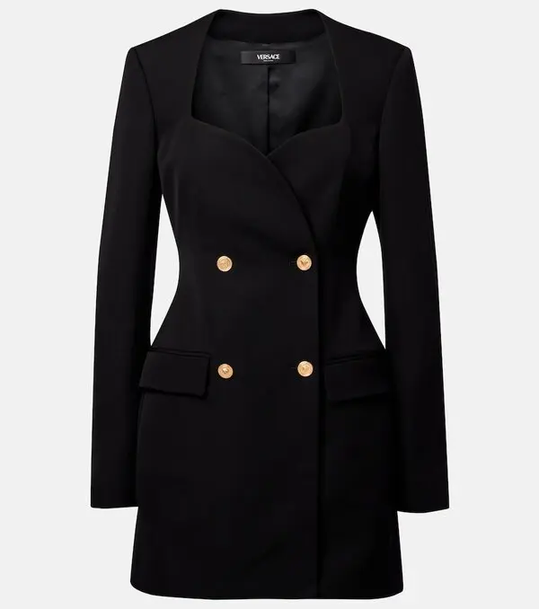 Versace Double-breasted Wool Minidress - Black