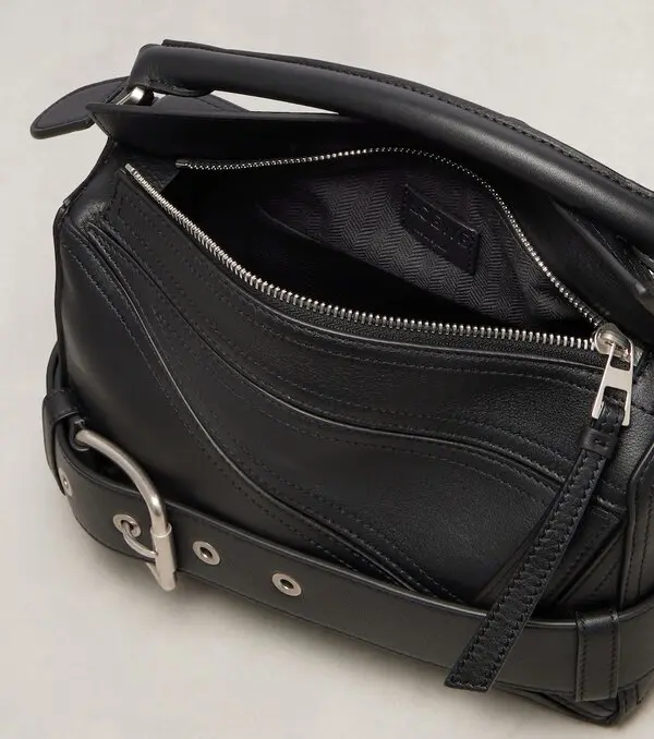 Loewe Puzzle Biker Small Leather Top-handle Bag - Black
