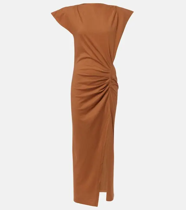 Isabel Marant Étoile Nadela Gathered Cotton Maxi Dress - Brown